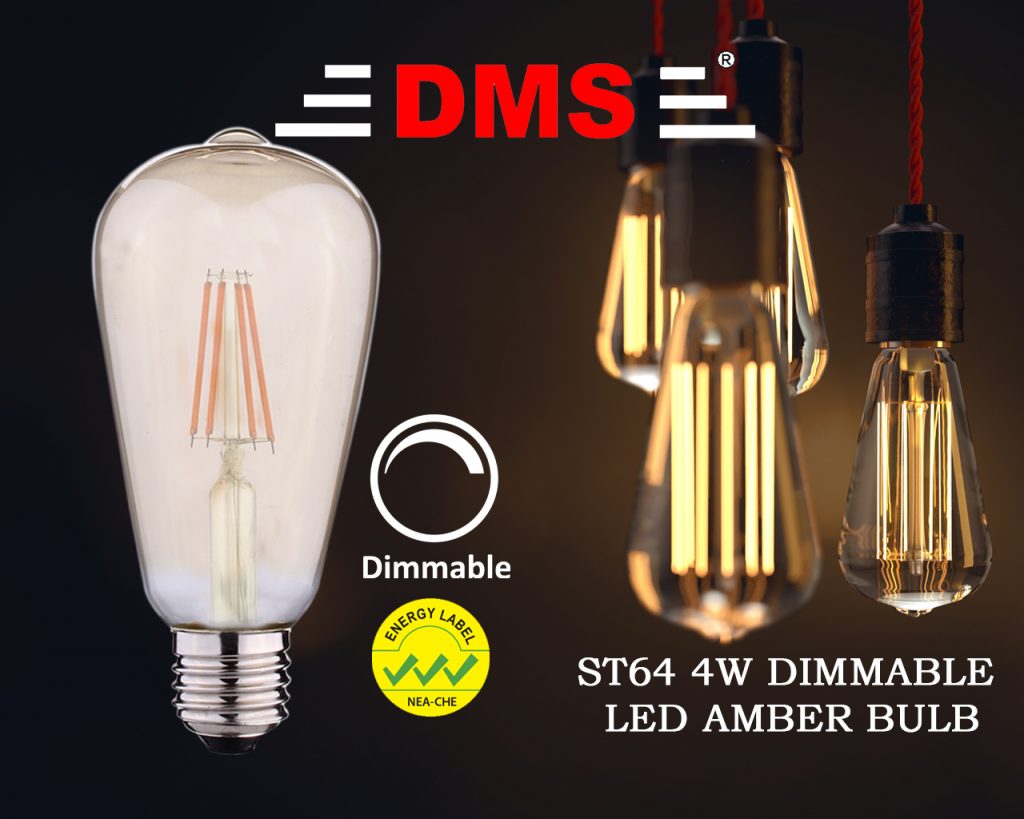 DMS ST64 4W AMBER DIMMABLE FILAMENT LED BULB – Chan Huat